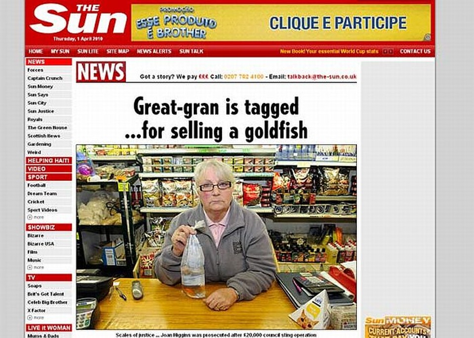 Vovó inglesa vende peixe dourado para garoto e pode ir para a prisão