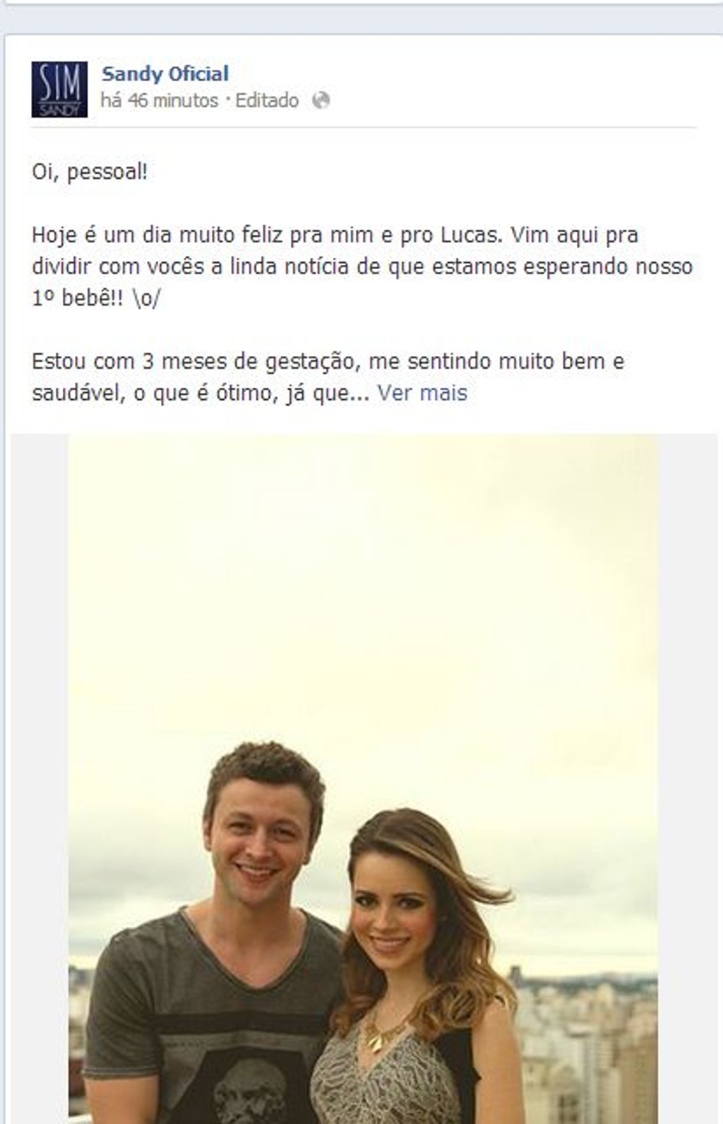 Sandy anuncia que está grávida