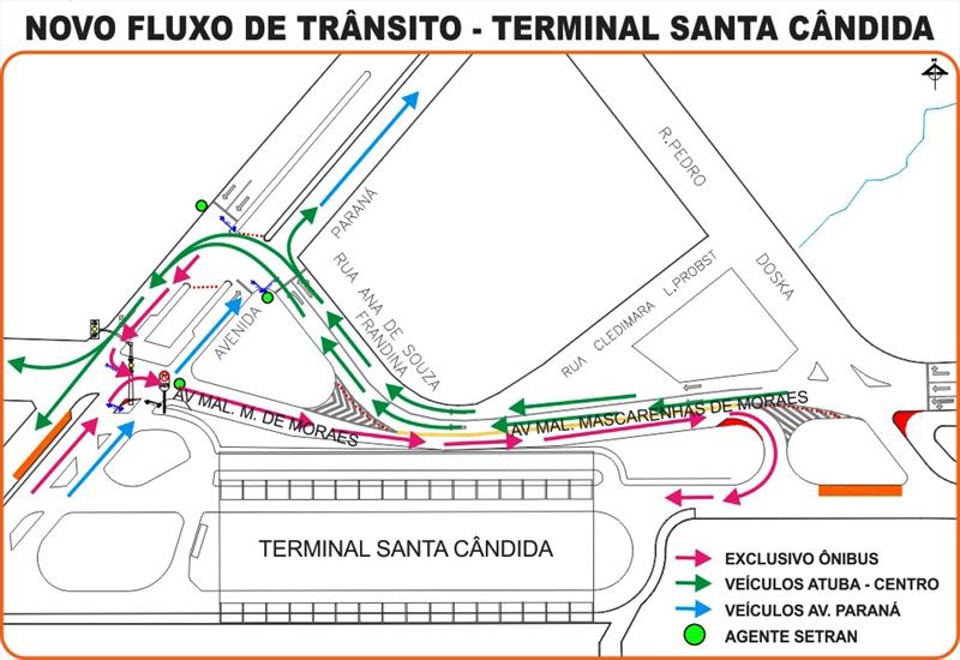 Trânsito no entorno do Terminal Santa Cândida sofrerá alterações