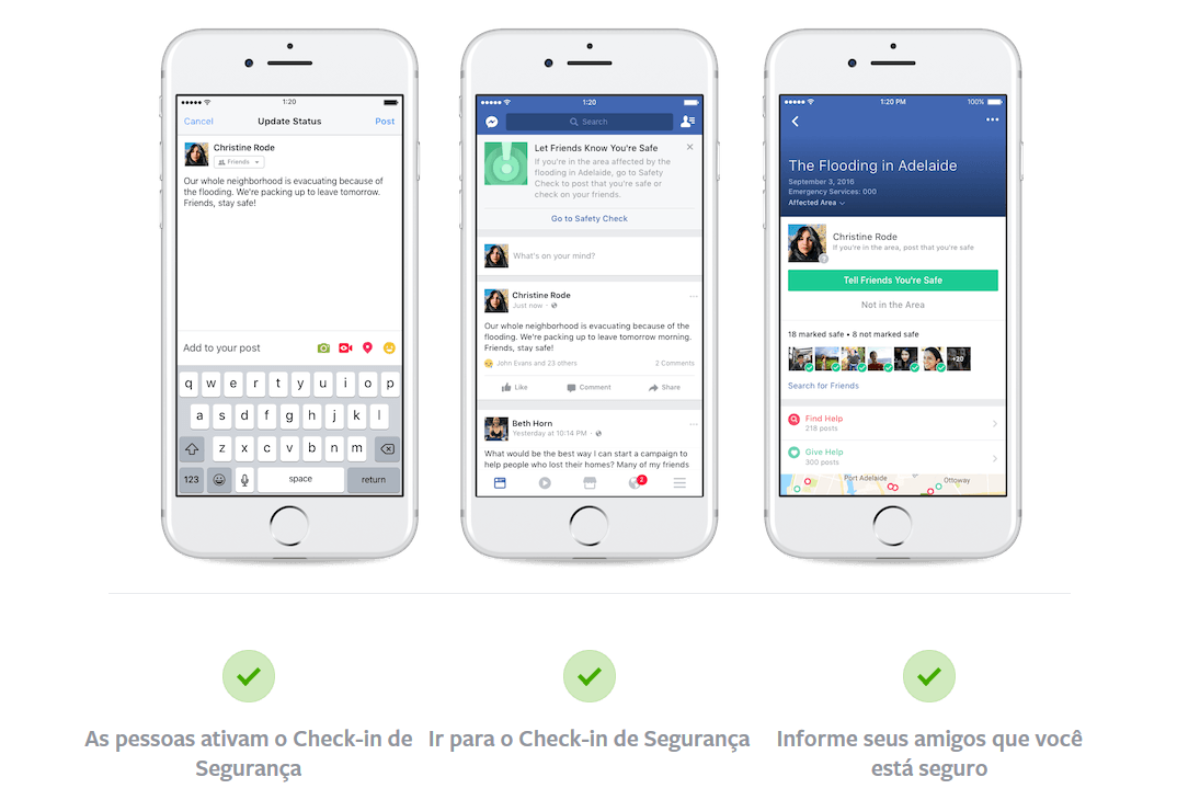 Facebook compartilhará dados do check-in de segurança