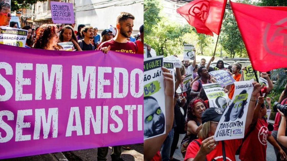 MTST protesta em frente a escritórios de Zambelli e Eduardo Bolsonaro