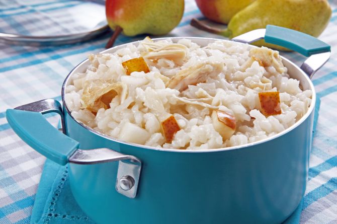 Receita de risoto de frango com pera