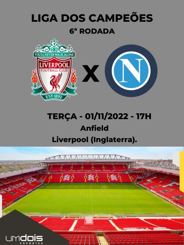 Liverpool x Napoli: onde assistir ao vivo, horário, escalações e arbitragem