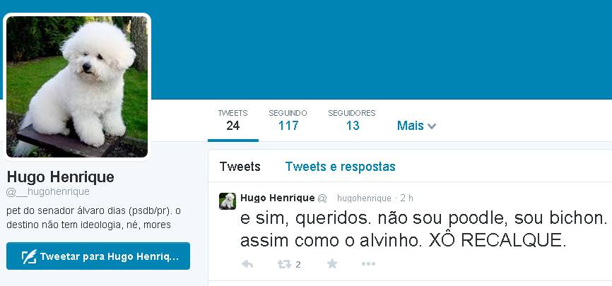 Hugo Henrique chegou ao Twitter